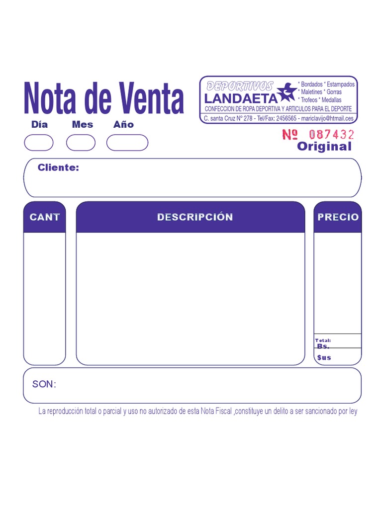 Nota de Venta | PDF