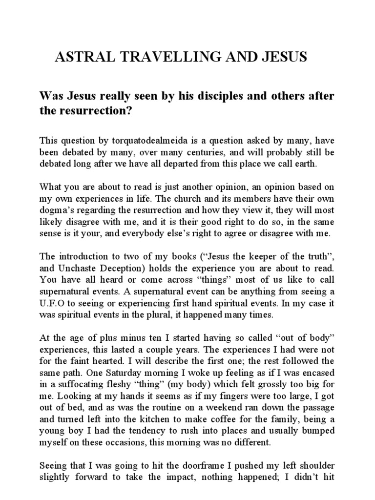 Astral Travelling and Jesus | PDF | Paul The Apostle | Resurrection Of ...