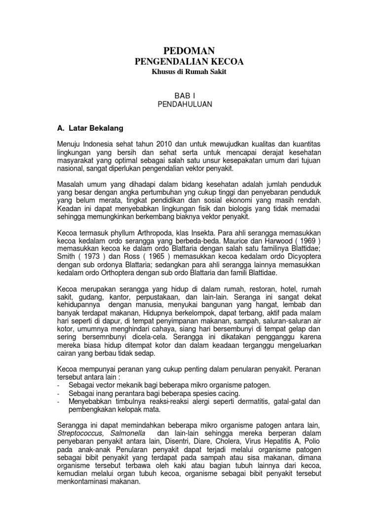 Pengendalian Vector Kecoa | PDF