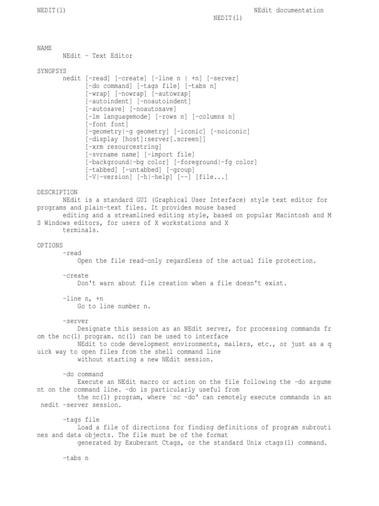 Nedit | PDF | Command Line Interface | Gnu