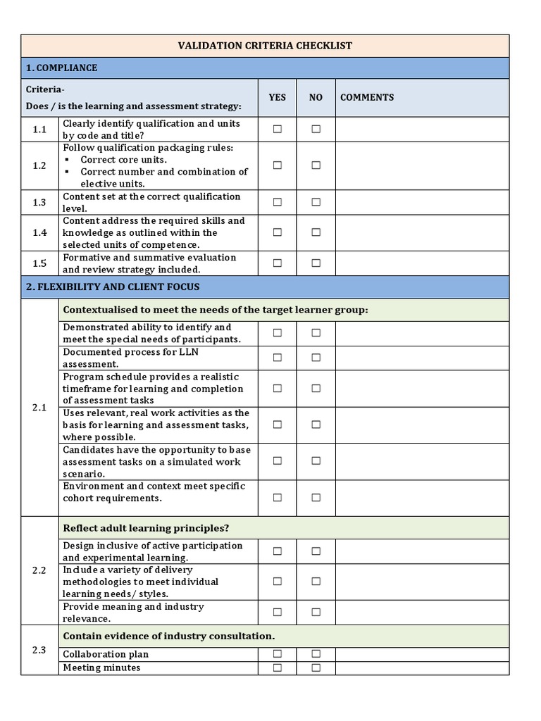 Training Validation Checklist | PDF | Verification And Validation ...