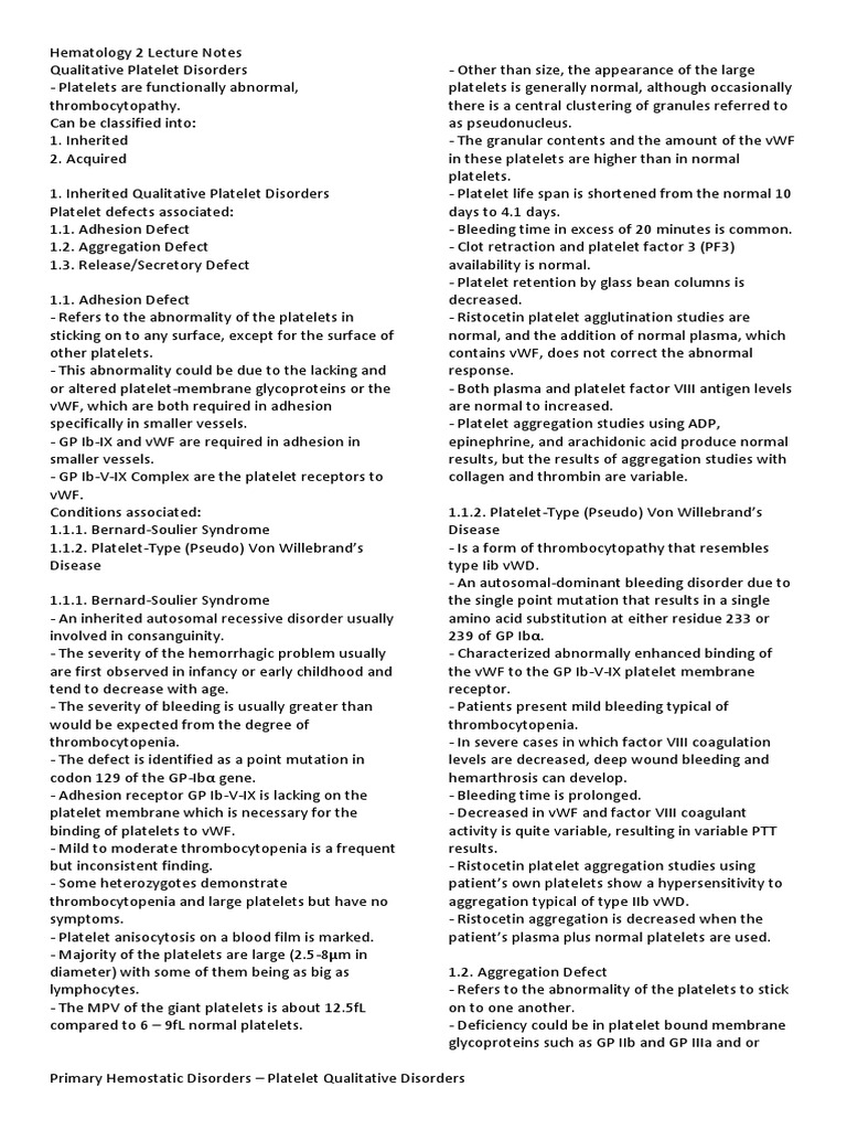 Qualitative Platelet Disorders Overview | PDF | Platelet | Coagulation