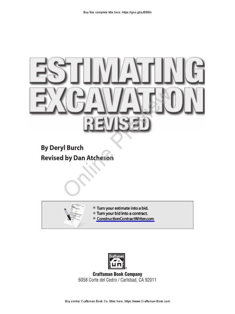 Estimating Excavation Revised Book Preview PDF | PDF | Specification ...
