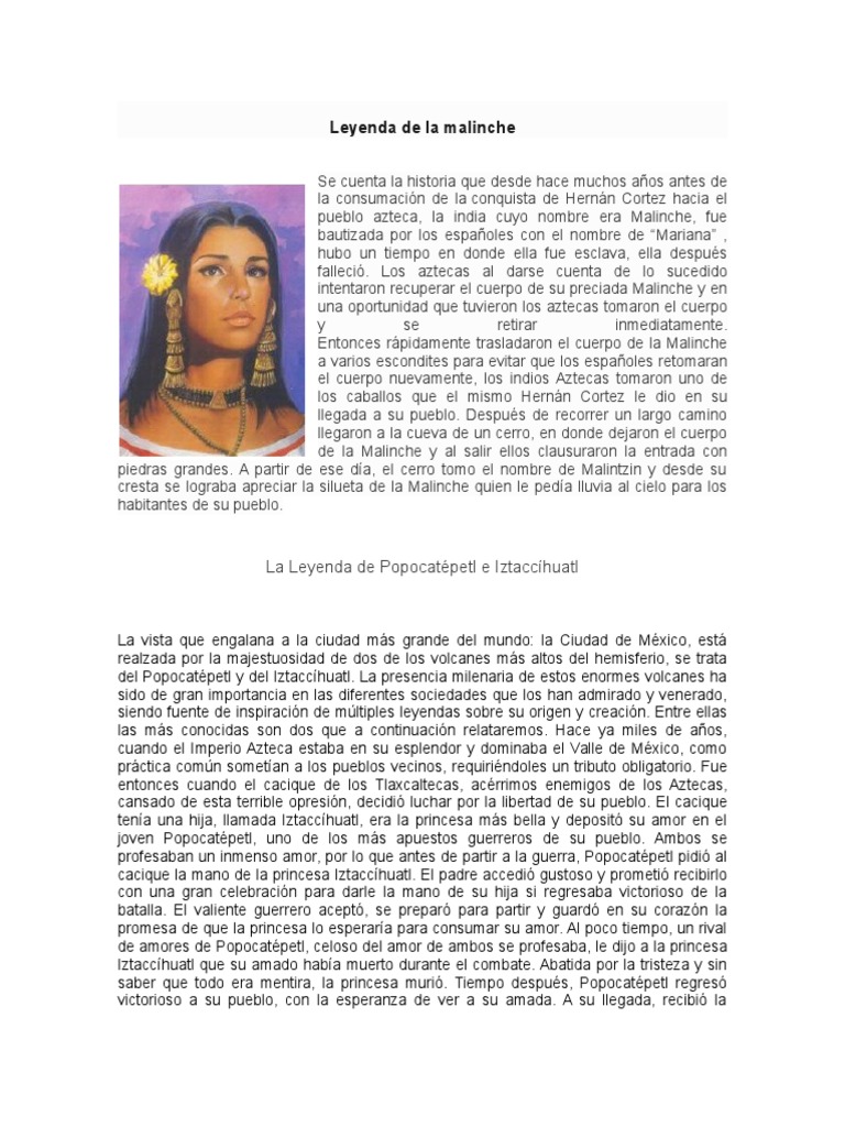 Leyenda de La Malinche en México | PDF | Brujería | Amor