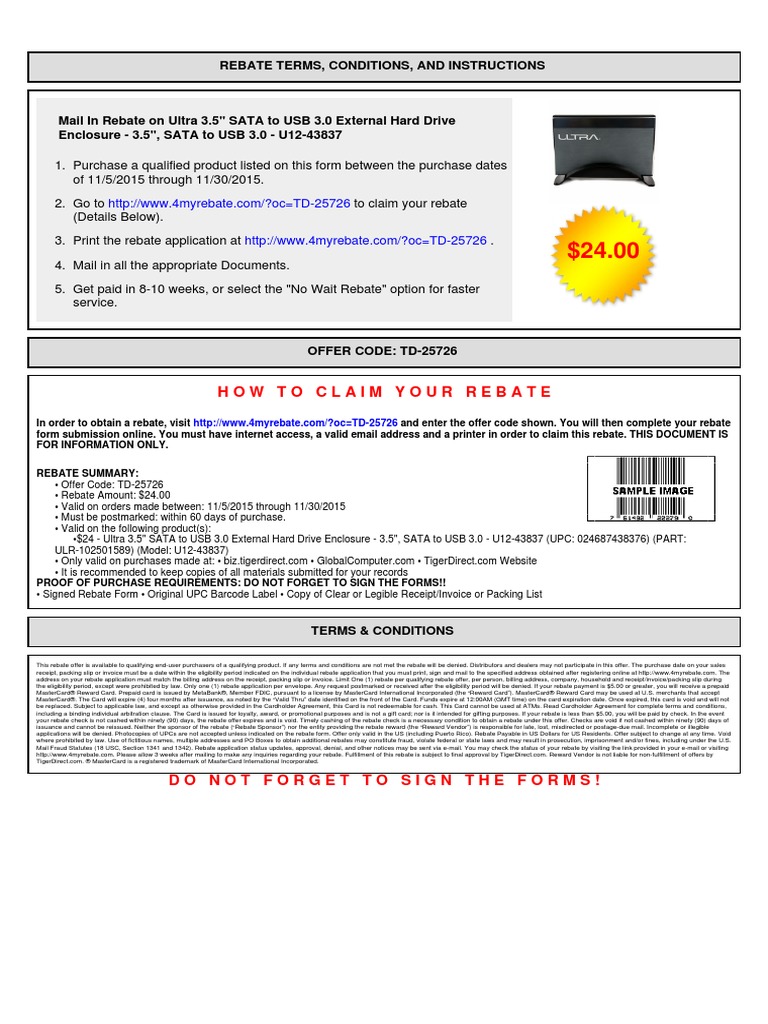 Howtoclaimyourrebate: Rebate Terms, Conditions, and Instructions | PDF ...