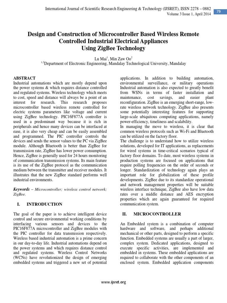 Design and Construction of Microcontroller Based Wireless Remote Controlled Industrial ...