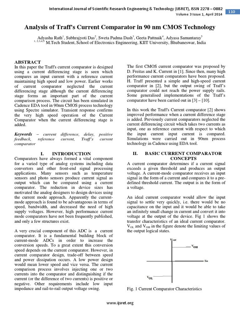 Analysis of Traff's Current Comparator in 90 NM CMOS Technology | PDF ...