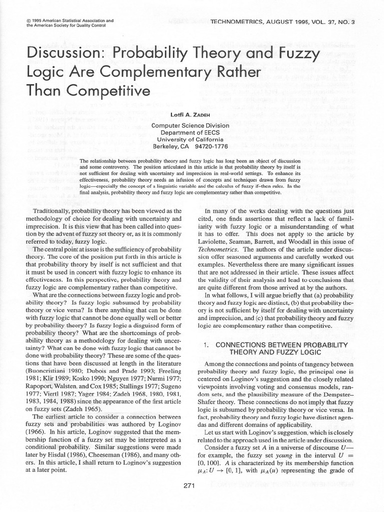 Probability Theory and Fuzzy Theory Are Complementary | PDF