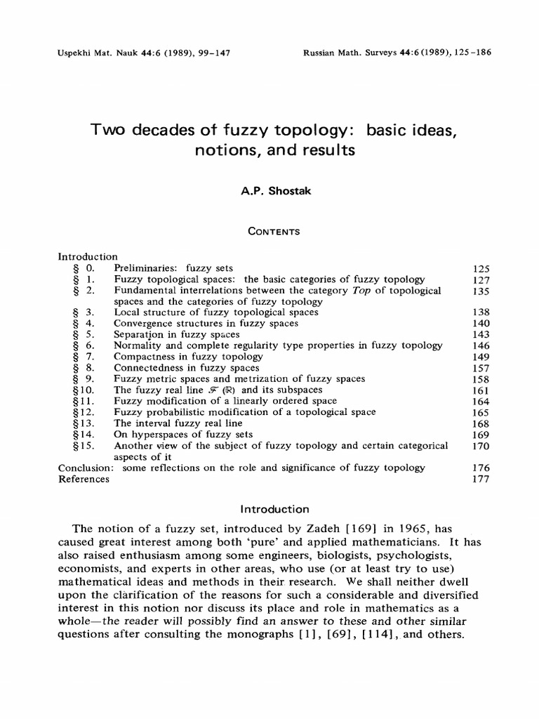 Two Decades Of Fuzzy Topology Pdf Continuous Function Topology
