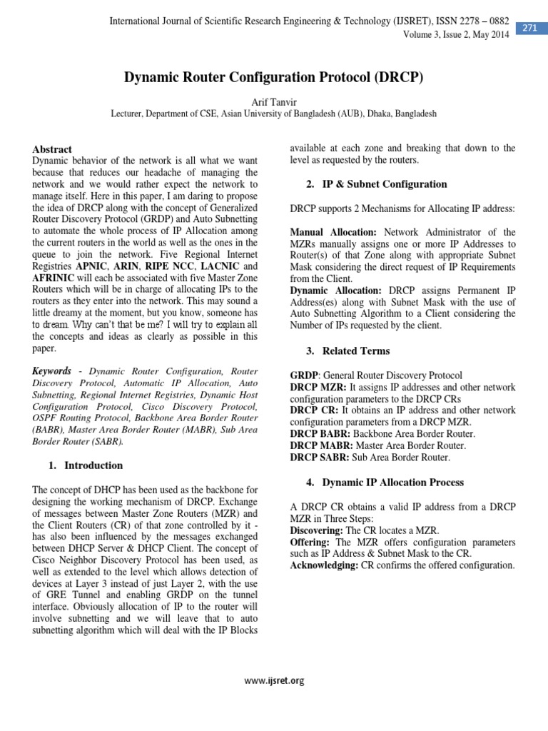 Dynamic Router Configuration Protocol (DRCP) | PDF | Ip Address ...