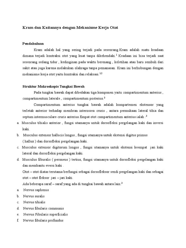 Kram Dan Kaitannya Dengan Mekanisme Kerja Otot | PDF