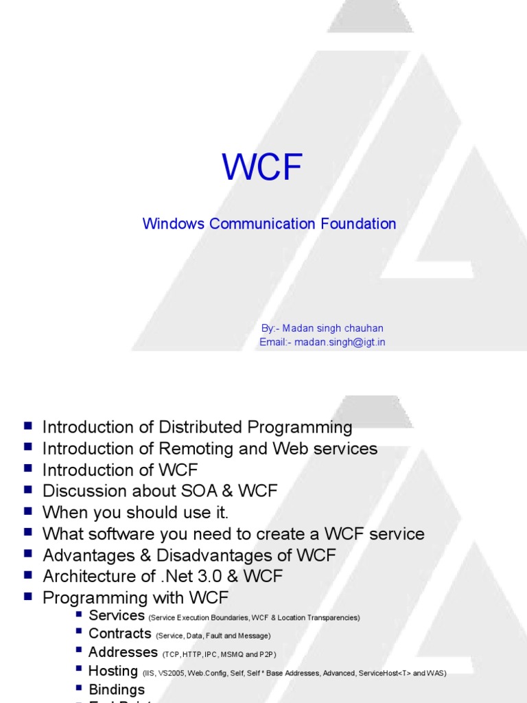 WCF Presentation | PDF | Windows Communication Foundation | Service ...