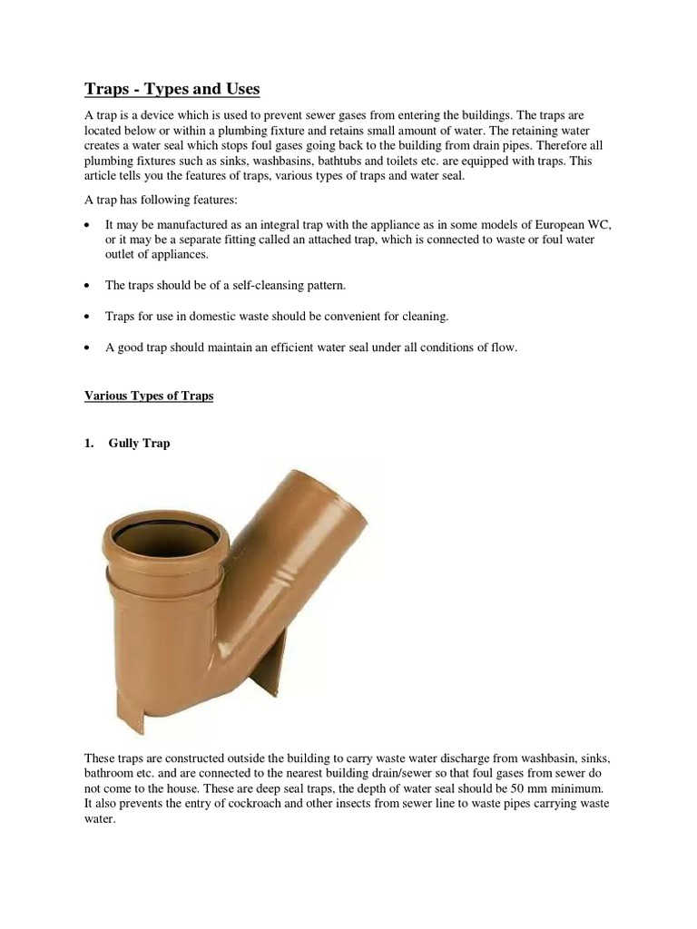 Traps - Types and Uses | Download Free PDF | Sanitary Sewer | Hydraulic ...
