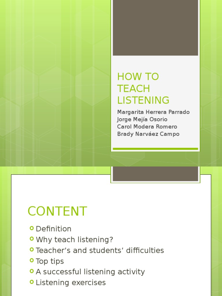 Effective Strategies for Teaching Listening | PDF | Reading ...