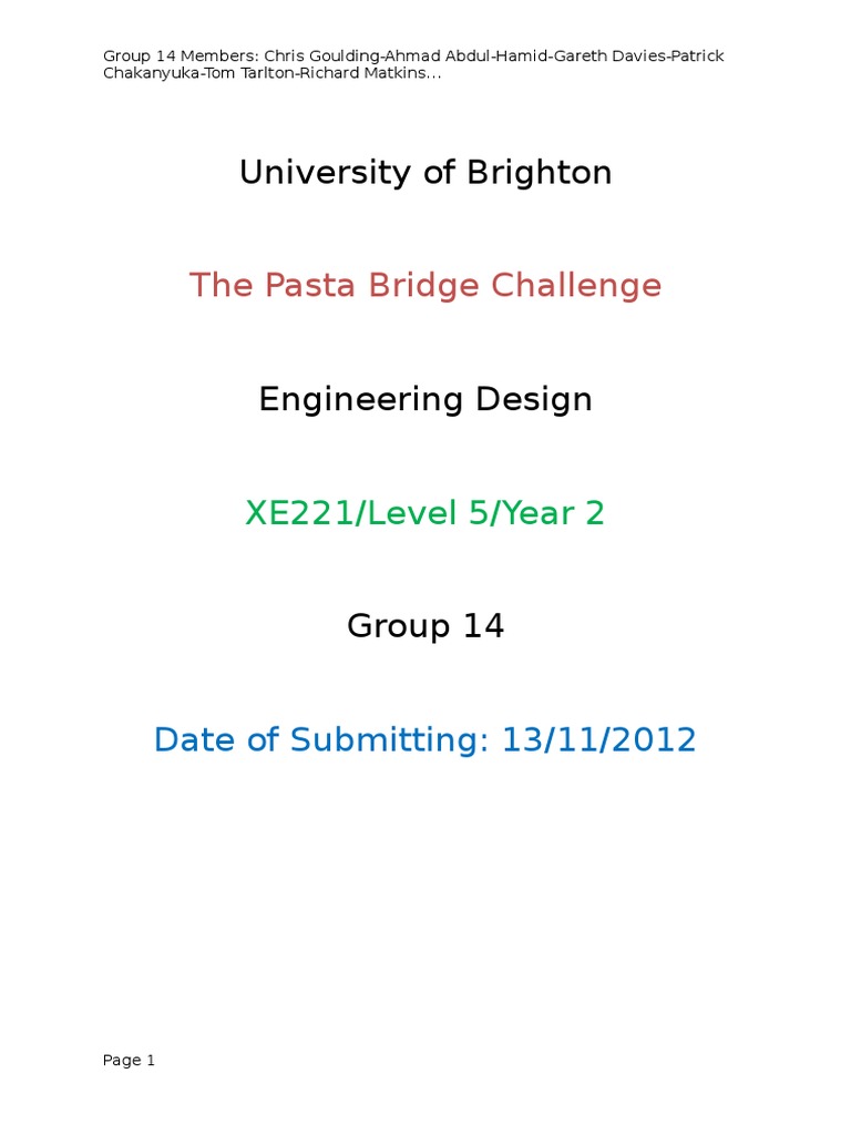 Pasta Bridge Report | PDF | Bridge | Truss