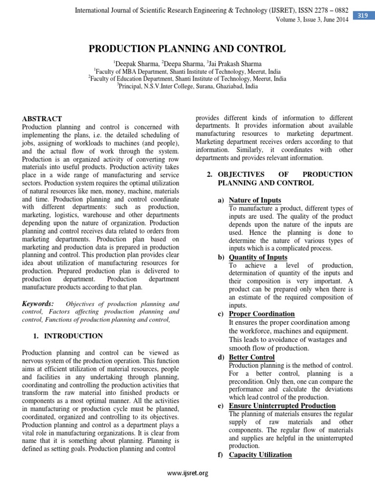 PRODUCTION PLANNING AND CONTROL | Scheduling (Production Processes ...