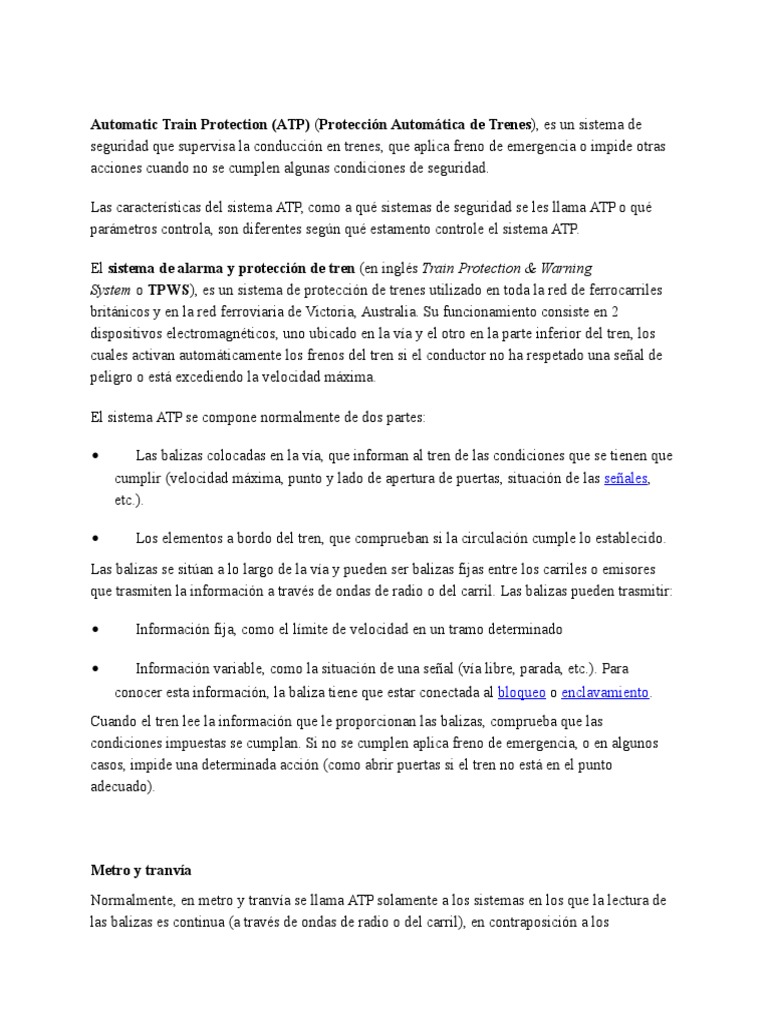 Ato y Atp | Descargar gratis PDF | Infraestructura ferroviaria | Transporte ferroviario