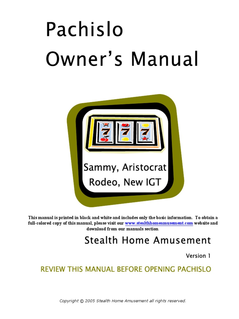Sammy Pachilso Skill Slot Machine Manual | PDF | Slot Machine ...