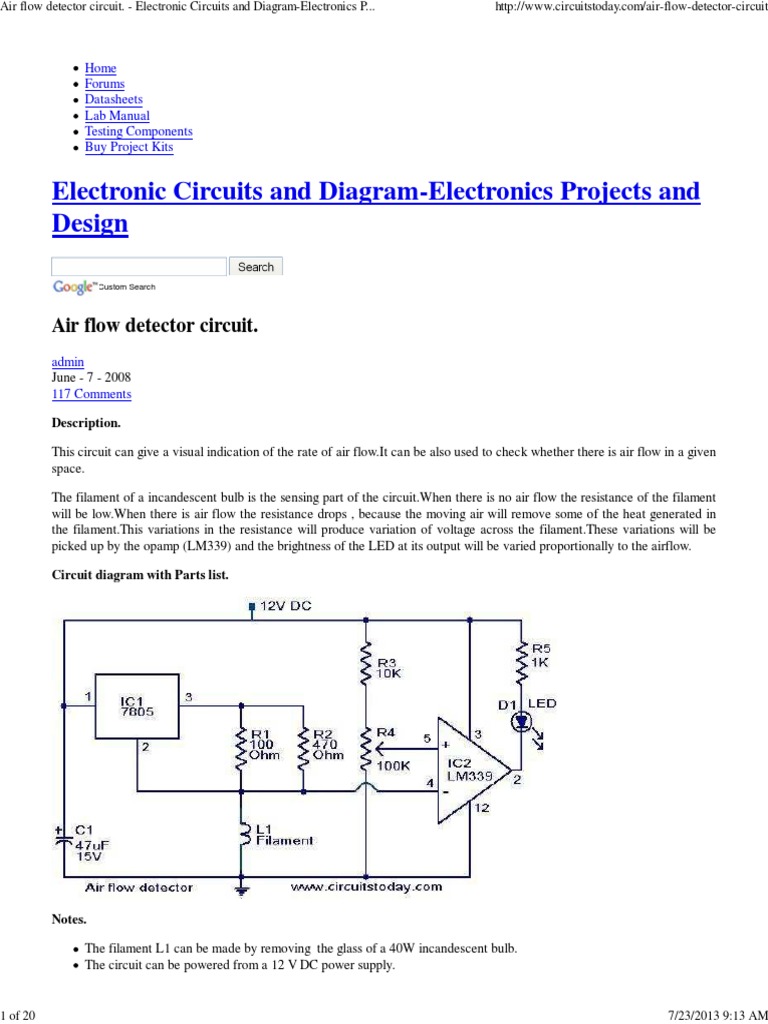 Air Flow Detector Circuit. - Electronic Circuits and Diagram ...