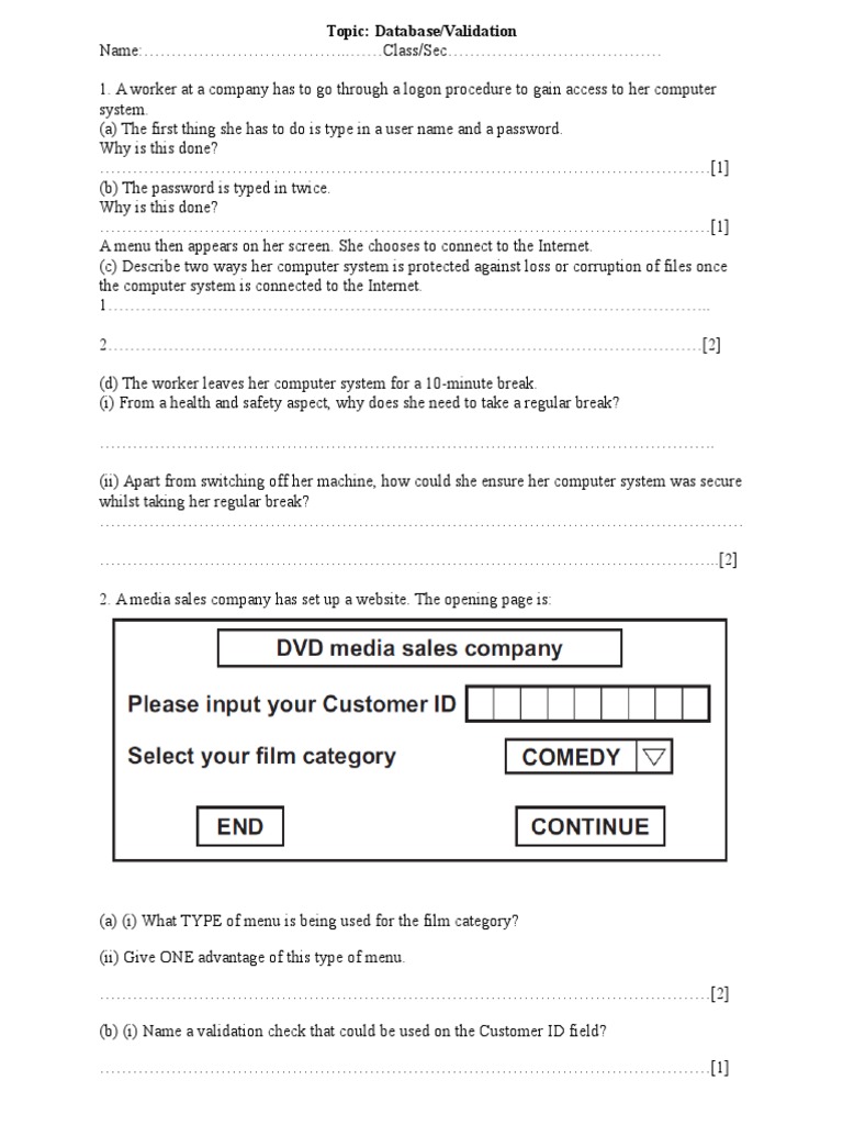 Data Validation Worksheet | PDF | Password | Databases