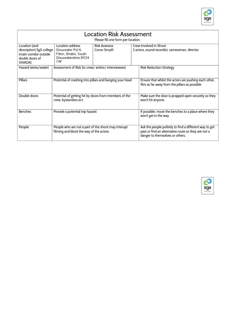 Location Risk Assessment for Filming | PDF | Sports & Recreation | History