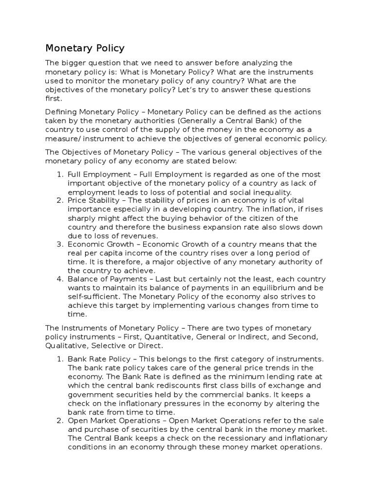 Monetary Policy of Malaysia | PDF | Monetary Policy | Central Banks