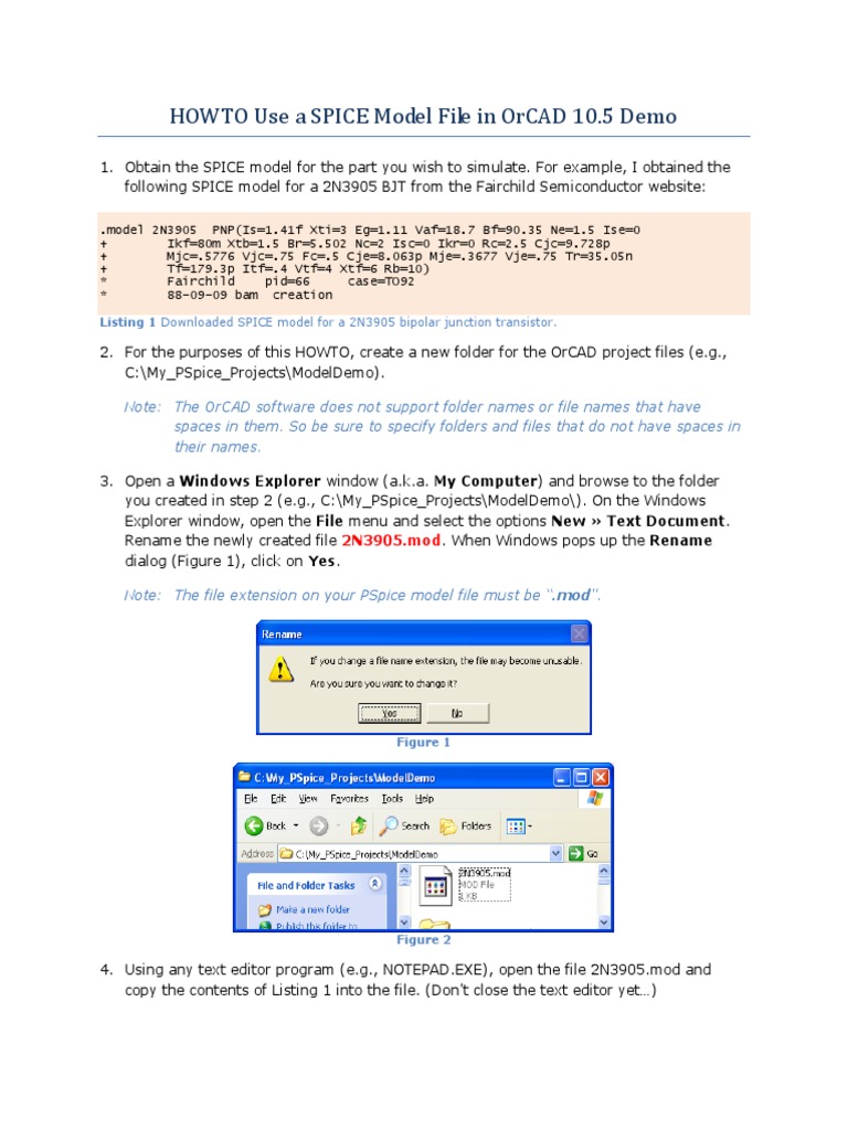 Using SPICE Models in OrCAD 10.5 Demo | PDF