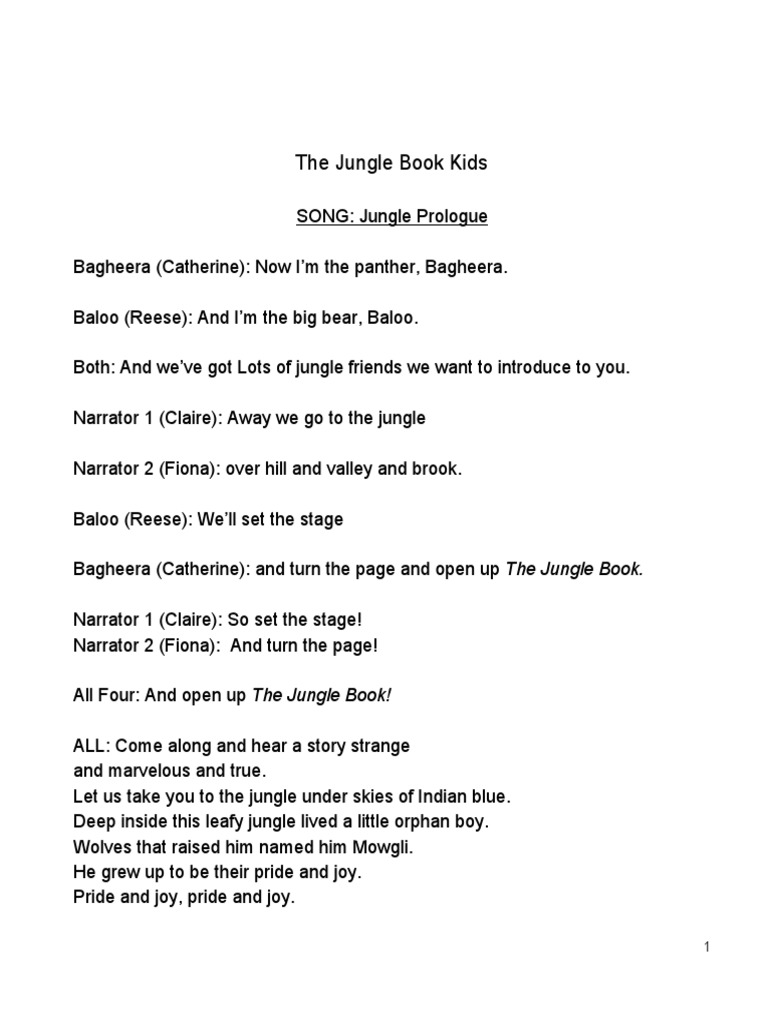 Jungle Book Script | PDF | Baloo | Bagheera