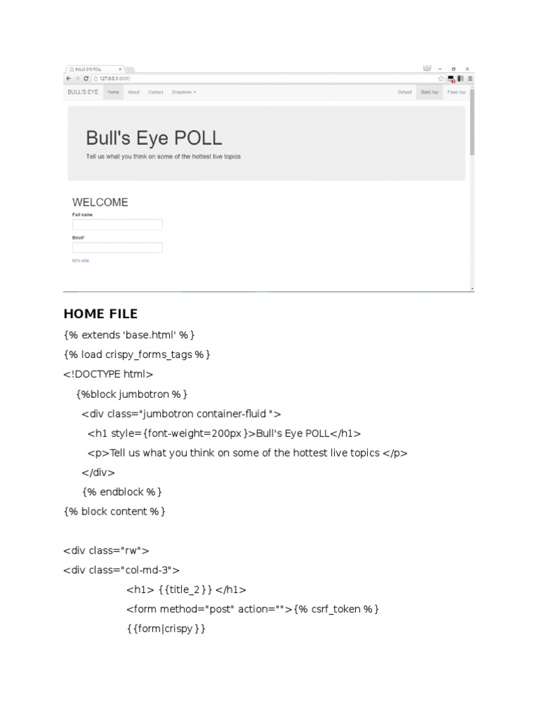 Bull's Eye Poll - A Django application for creating and managing online polls | PDF | Bootstrap ...