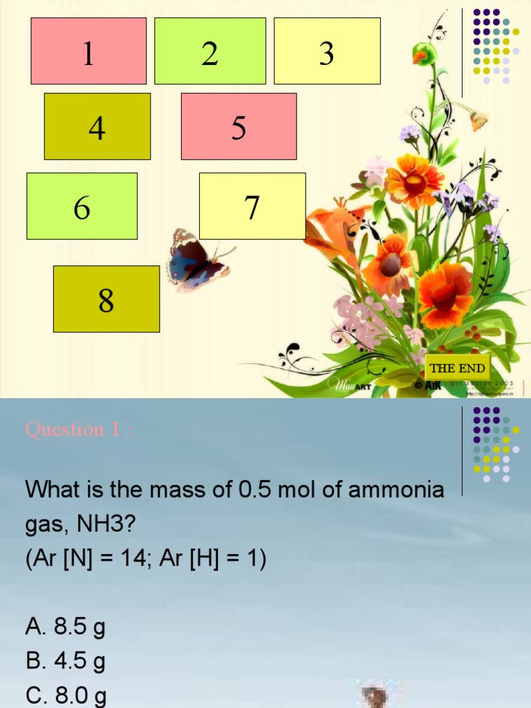 Chemistry Mole Calculations Quiz | PDF