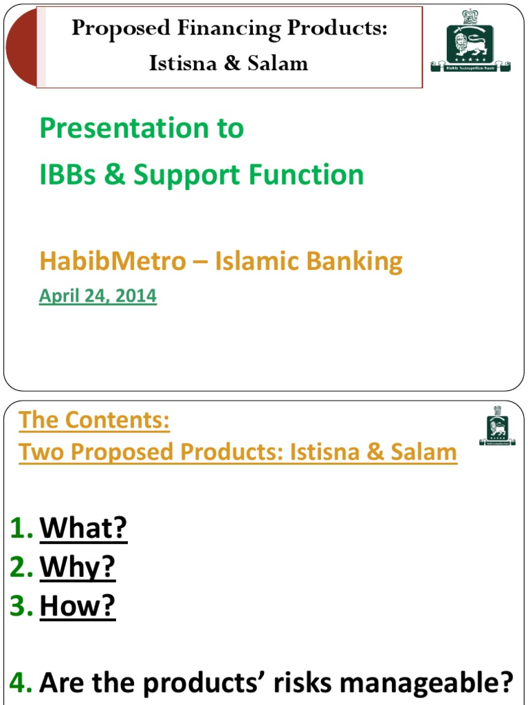 IBBs Support Function - Presentation - IstisnaSalam (22!04!2014) | PDF ...