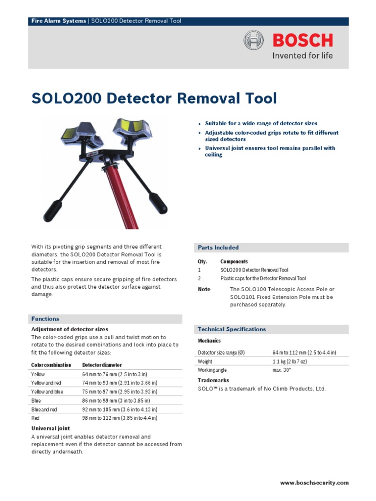 SOLO200 Detector Removal Tool Overview | PDF