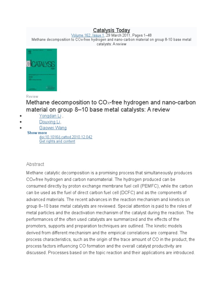 Catalysis Today | PDF | Proton Exchange Membrane Fuel Cell | Catalysis