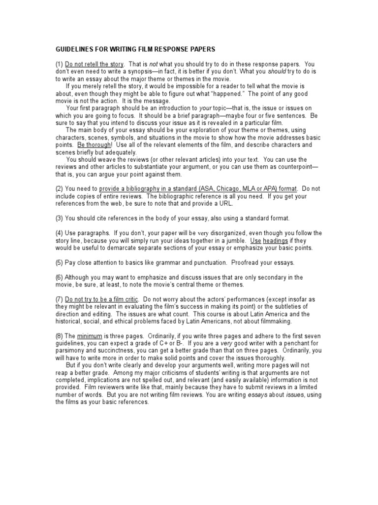 Writing Effective Film Response Papers | PDF | Essays | Writing