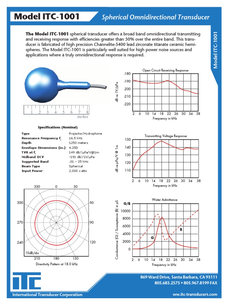 Underwater Transducer Model ITC 1001 | PDF