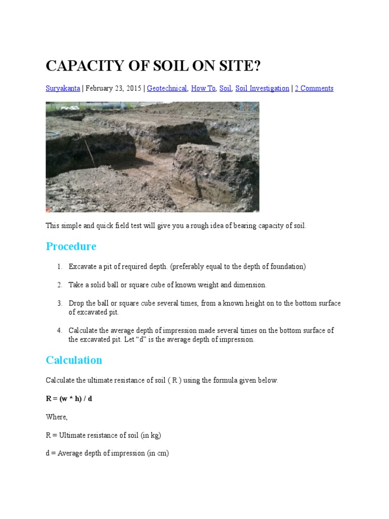 Capacity of Soil On Site | PDF | Home & Garden | Science & Mathematics