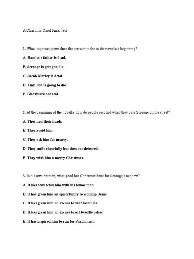 A Christmas Carol Final Test | PDF | Ebenezer Scrooge | A Christmas Carol