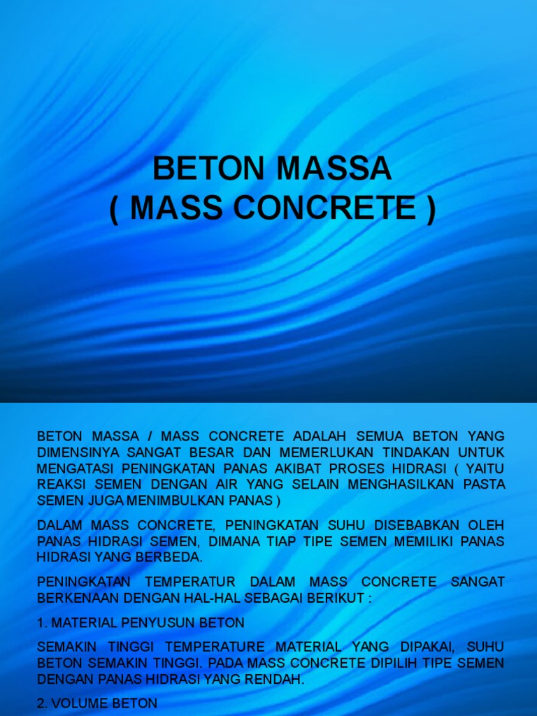 Beton Massa Mass Concrete | PDF
