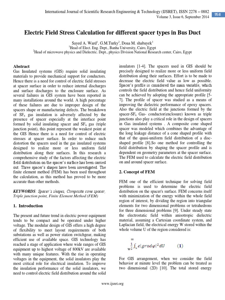 Electric Field Stress Calculation For Different Spacer Types in Bus Duct | PDF | Finite Element ...