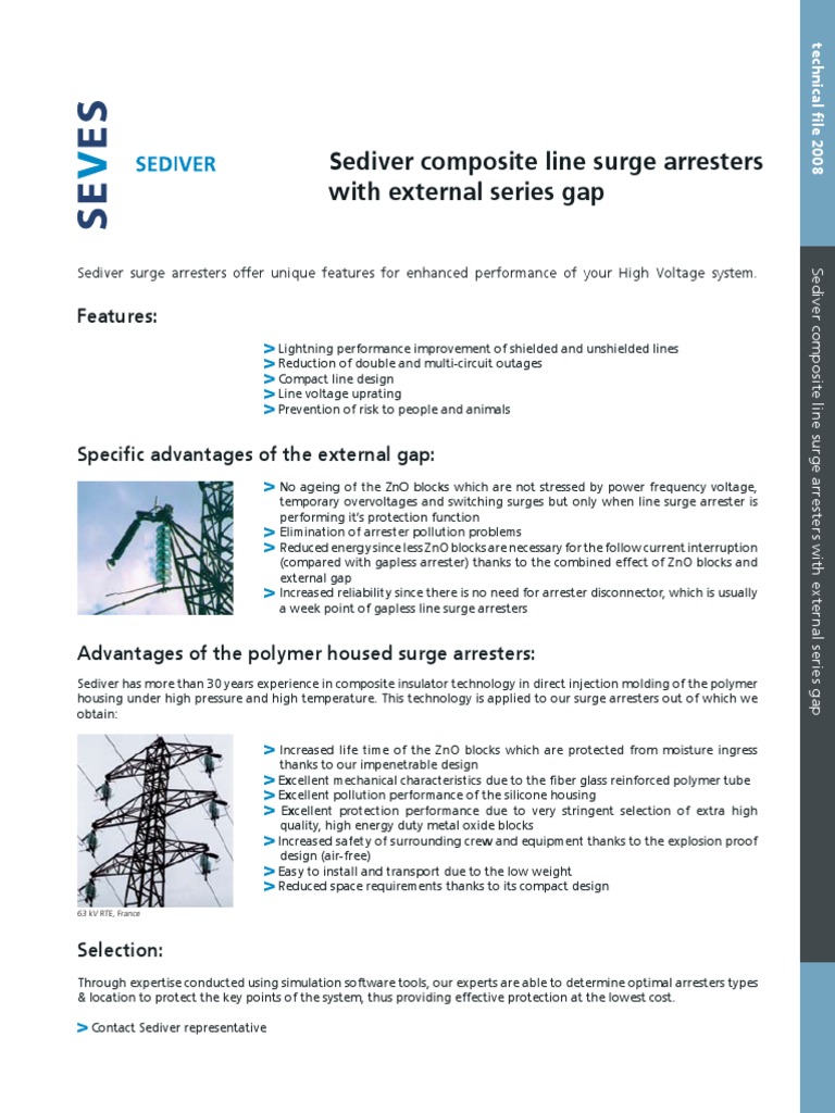 Sediver Composite Line Surge Arresters With External Series Gap | PDF ...