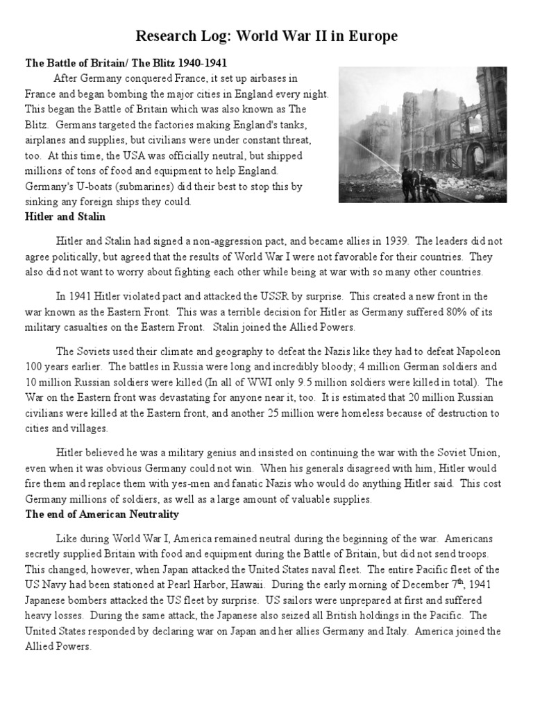 Rsearch Log End WW2 Europe | PDF | World War II | Allies Of World War II