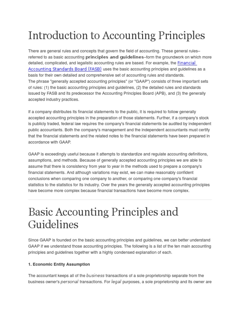 GAAP priniciples | Generally Accepted Accounting Principles (United ...