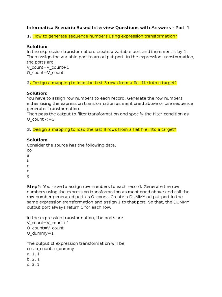 Informatica Scenario - Interview Questions With Answers | PDF