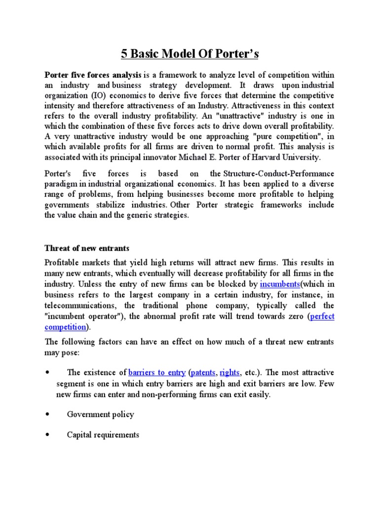 5 Basic Model of Porter | PDF | Accountability | Market (Economics)