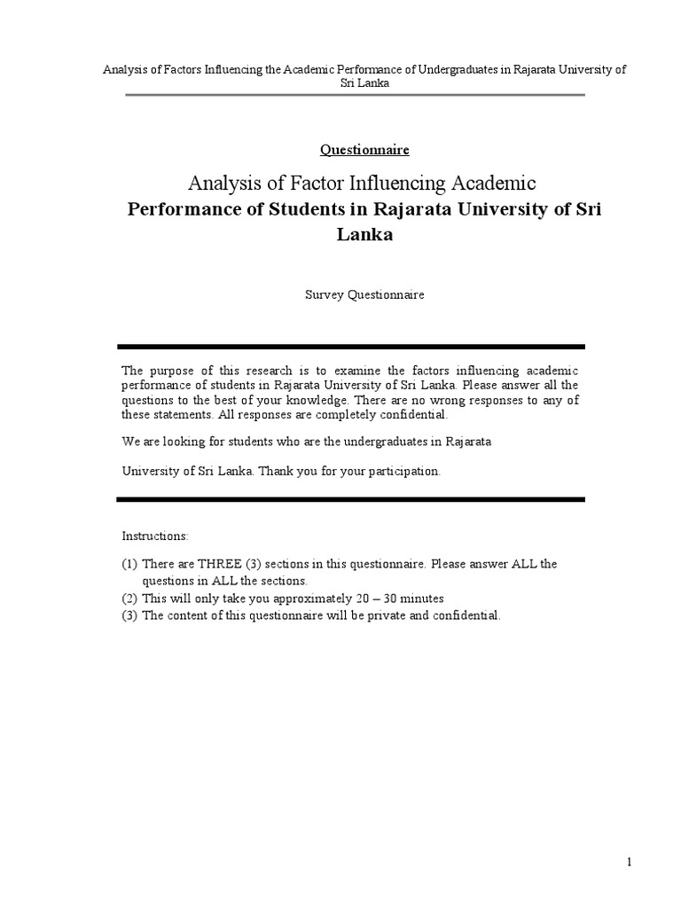 Analysis of Factor Influencing Academic: Performance of Students in ...