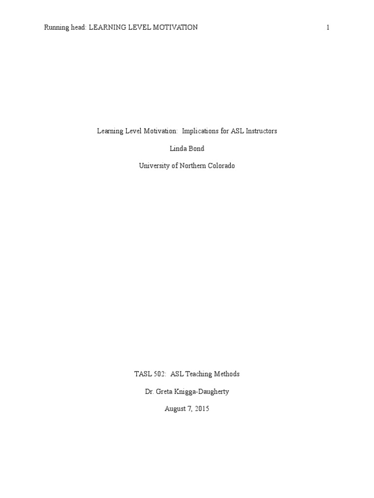 Enhancing ASL Student Motivation | PDF | Second Language | Motivation