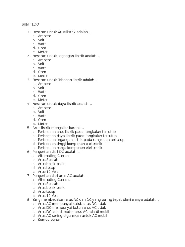 Soal TLDO KELAS X TSM | PDF