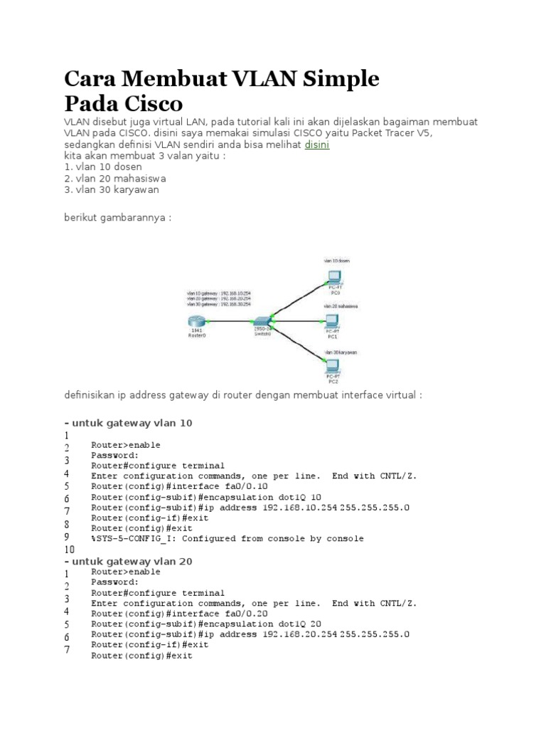 Cara Membuat VLAN Simple Pada | PDF | Gateway (Telekomunikasi) | Router ...