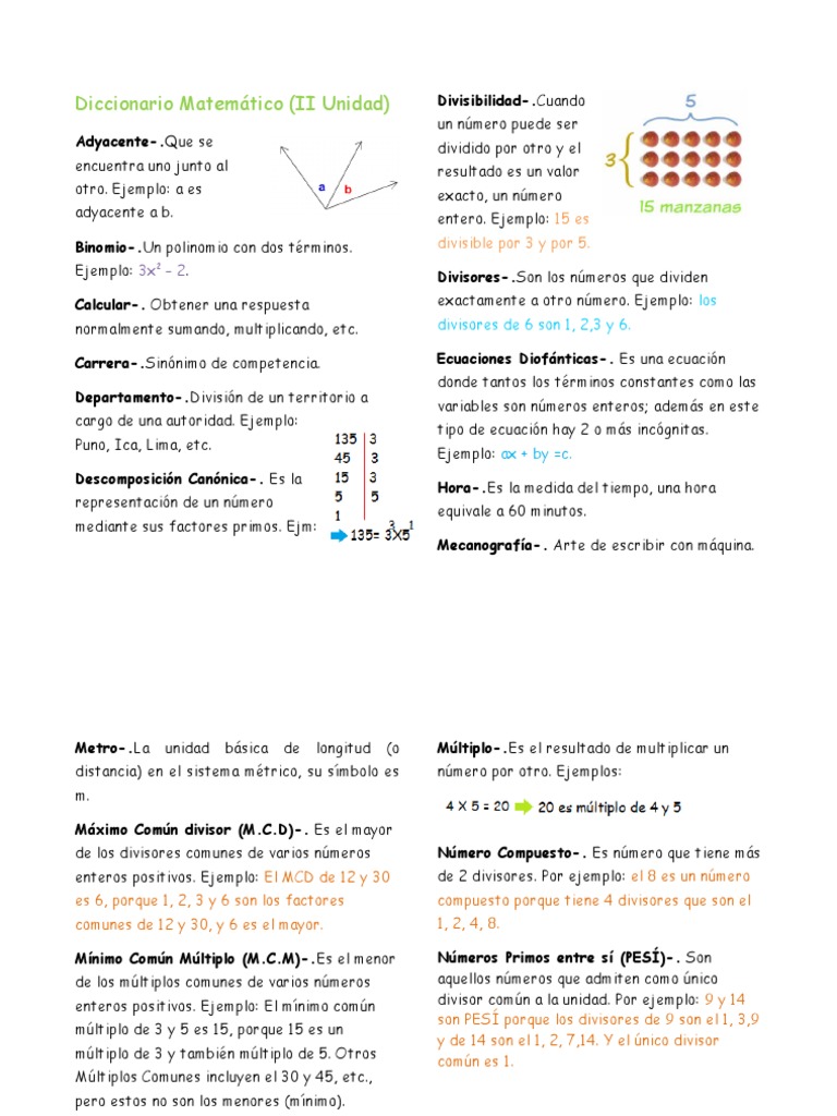 Diccionario Matemático ( | PDF | Multiplicación | Álgebra