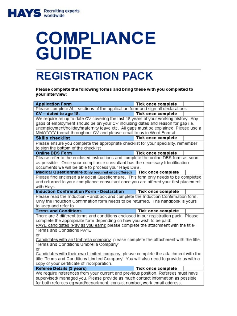Compliance Guide: Registration Pack | PDF | Identity Document | Vaccines